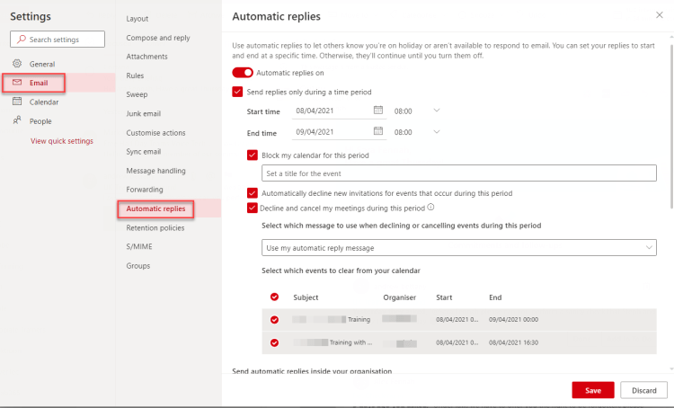 Out of Office Automatic Replies – The Teams Queen Blog