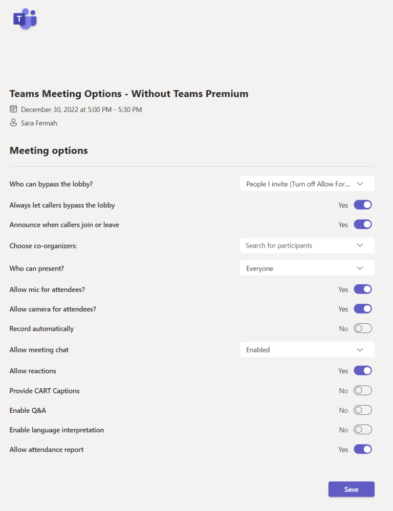 Setting Teams Meeting Options – The Teams Queen Blog
